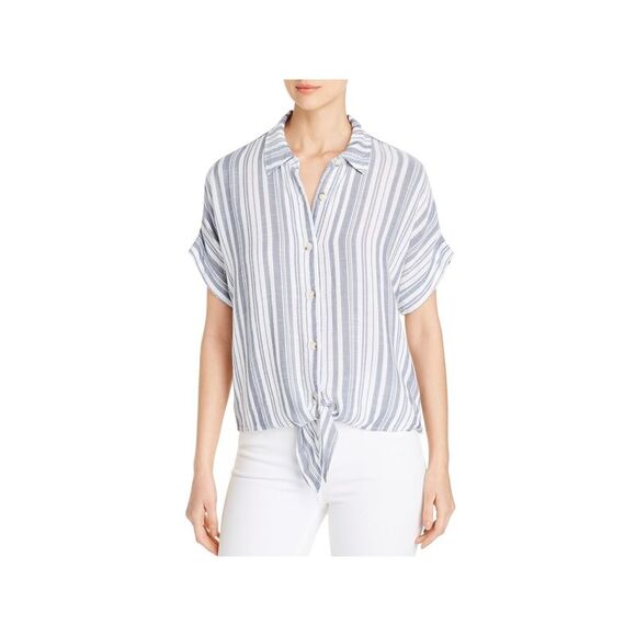 XCVI | Tops | Xcvi Womens Cotton Tie Short Sleeve Collared Wear To Work ...